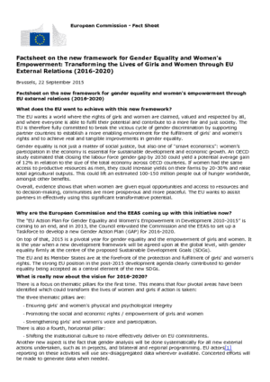 Factsheet on the new framework for Gender Equality and Women’s Empowerment: Transforming the ...