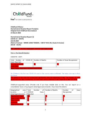 SIT REP Template FOR COVID 19 Response — ChildFund Alliance (003 ...