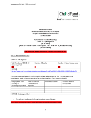 SIT REP Template FOR COVID 19 Response — ChildFund Alliance (003 ...