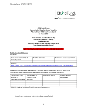 Humanitarian Situation Report Template for COVID19 Response - ChildFund ...