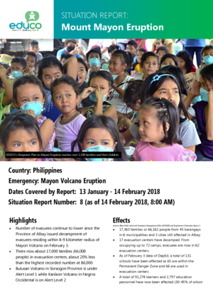 Philippines_Mayon volcano eruption 2018_SitRep 8 - ChildFund Alliance